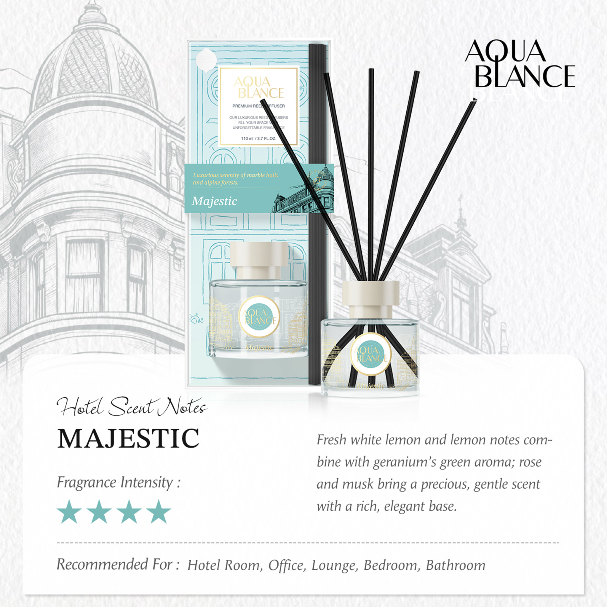 Aqua Balance 110ml Premium Reed Diffuser – Majestic – Clark-Kara Pte. Ltd
