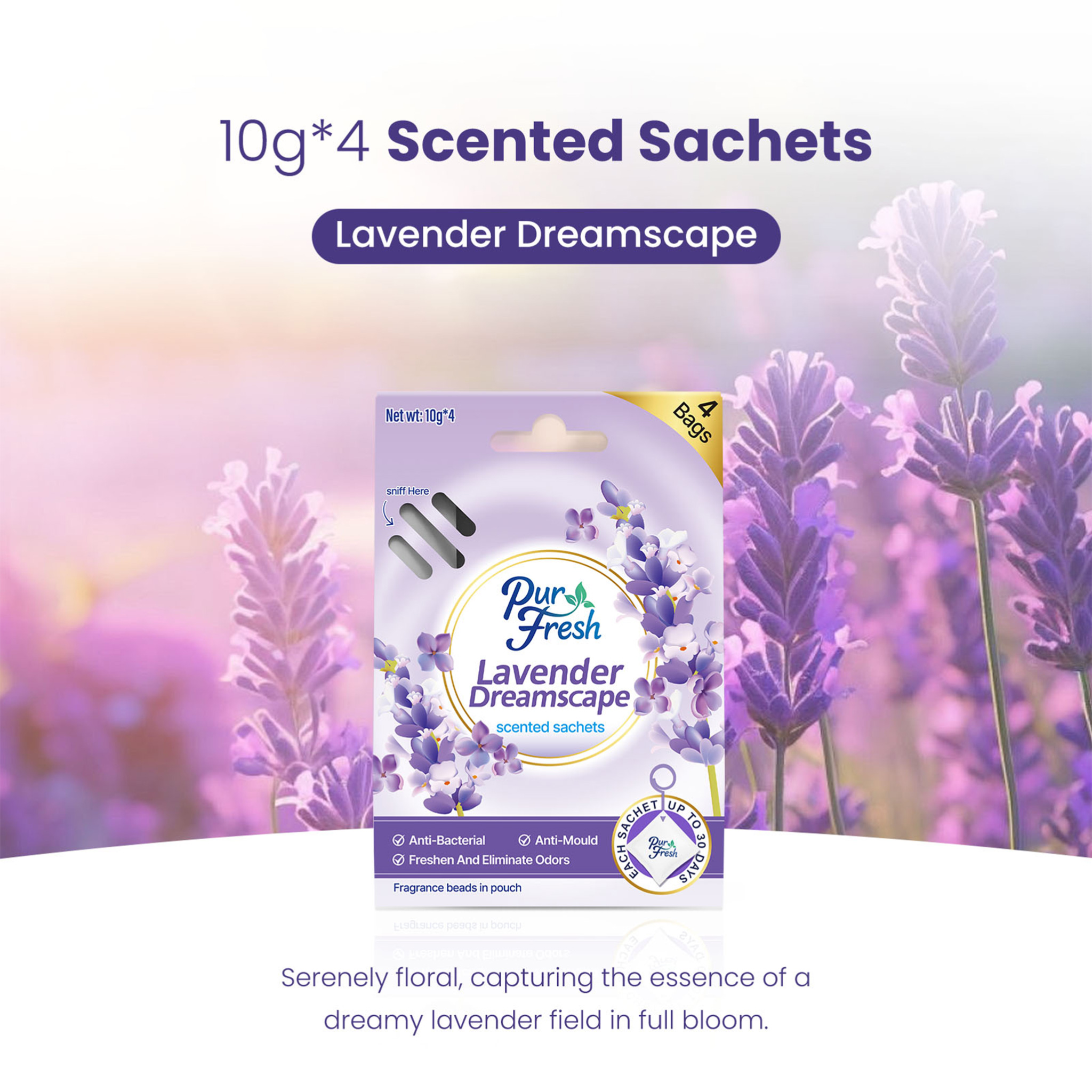 Scented Sachets 4-Pack – Lavender Dreamscape – Clark-Kara Pte. Ltd